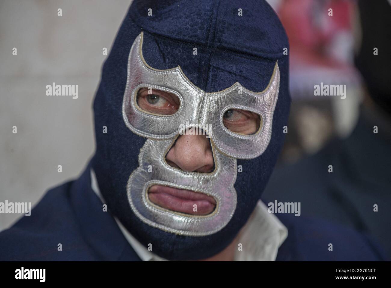 Mexico City, Mexico, 14th July 2021. Wrestler Blue Demon Jr during a ...