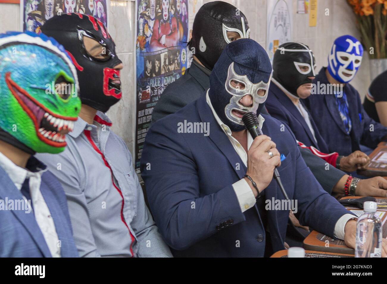 Mexico City, Mexico, 14th July 2021. Wrestler Blue Demon Jr during a ...