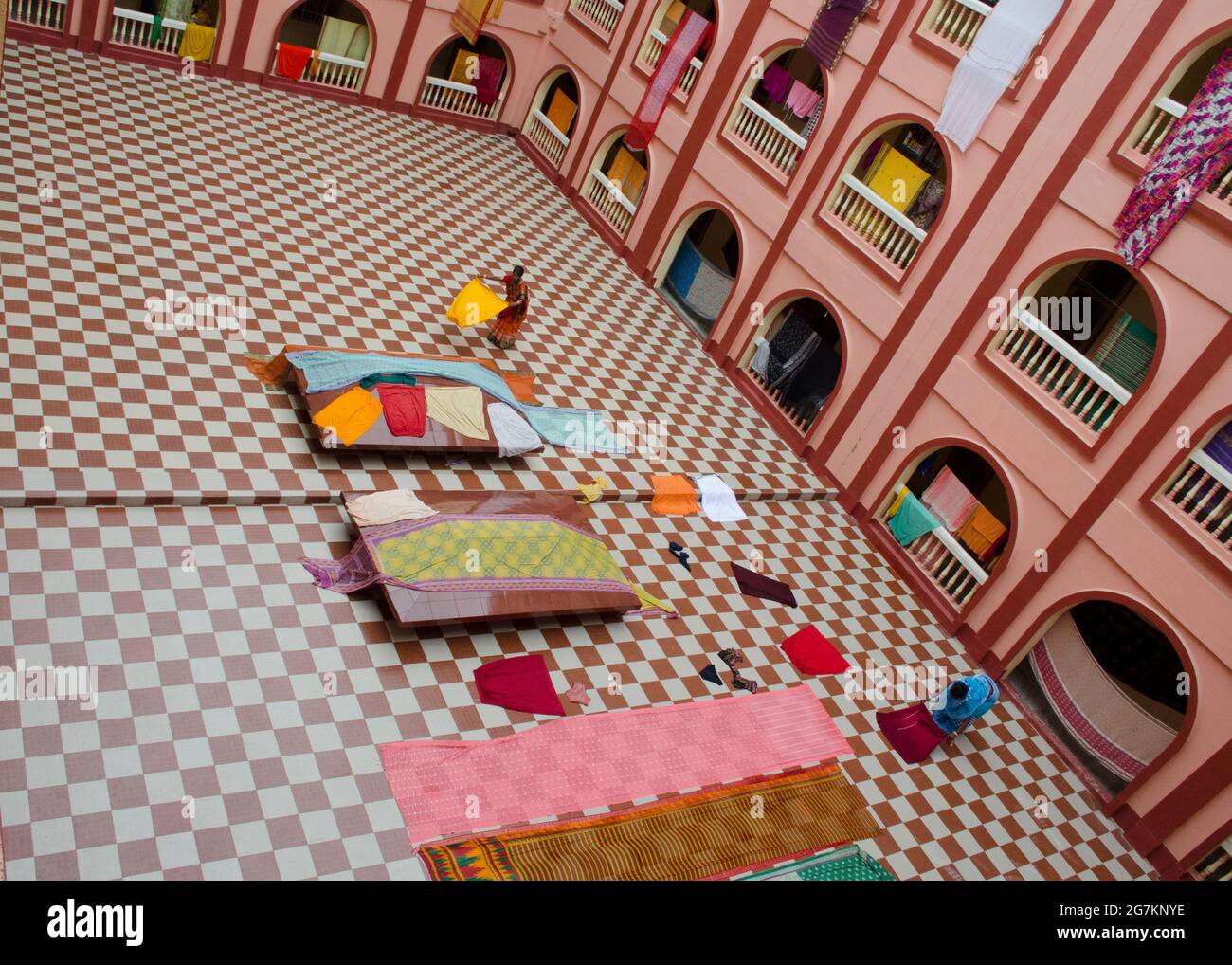 Clothes drying at ISKCON guest house in Mayapur, India Stock Photo - Alamy