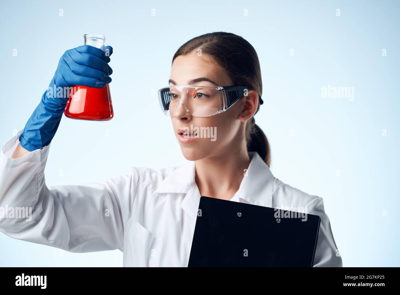 female laboratory assistant medicine diagnostics research biotechnology ...