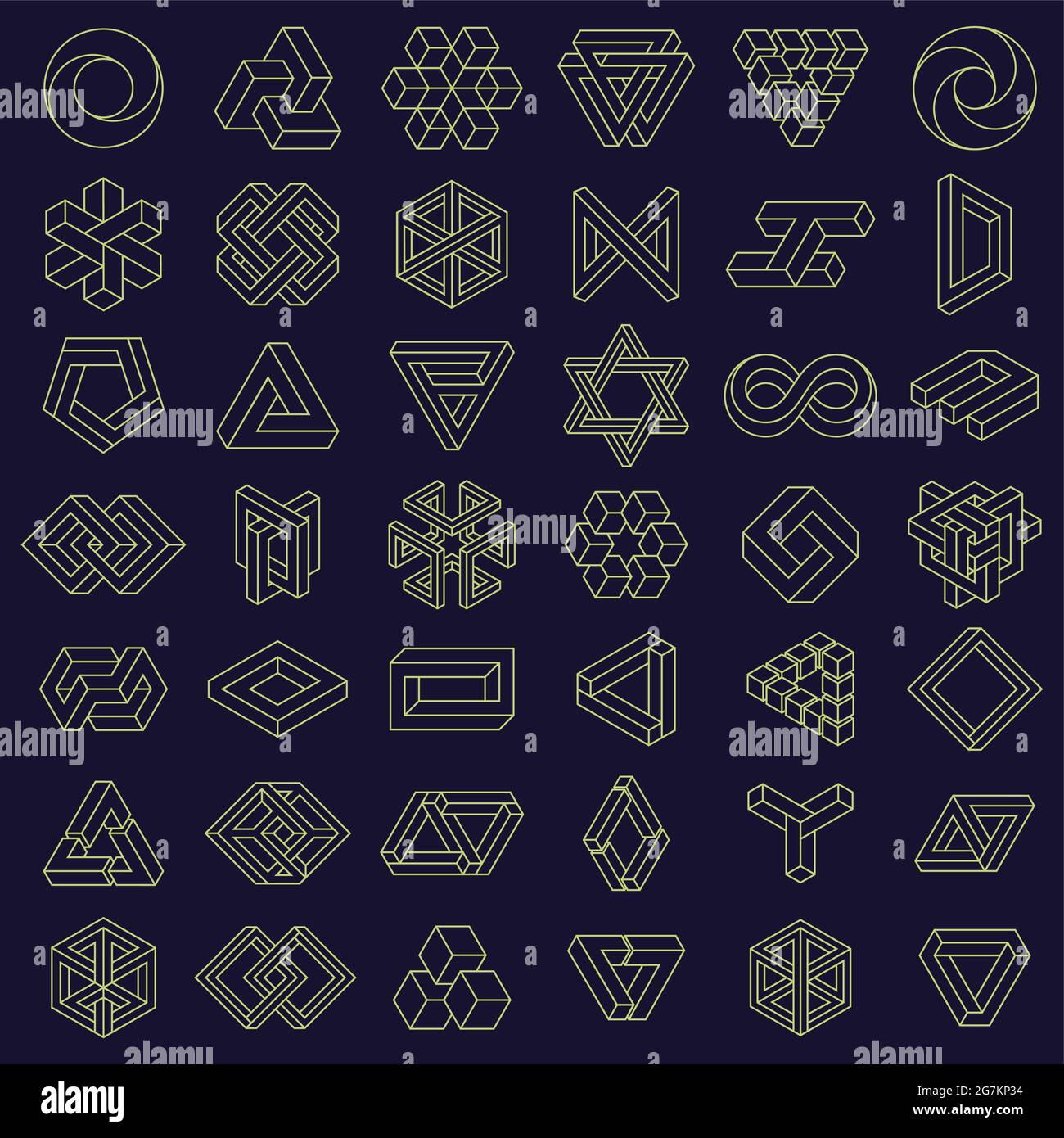 Optical Illusion impossible shapes. Geometric square and triangle ... Optical Illusion impossible shapes. Geometric square and triangle ...