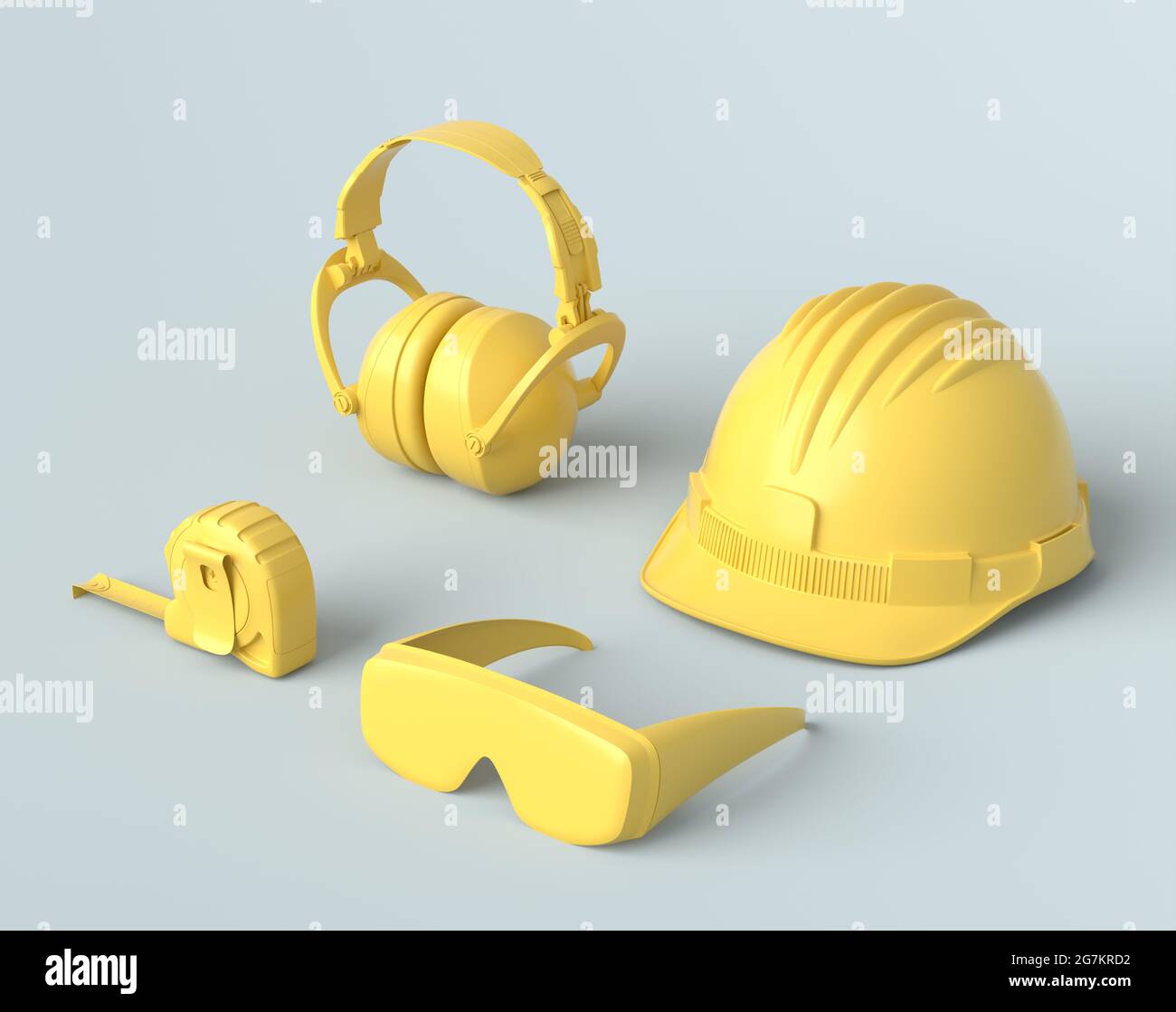 Isometric view of monochrome construction tools for repair and ...