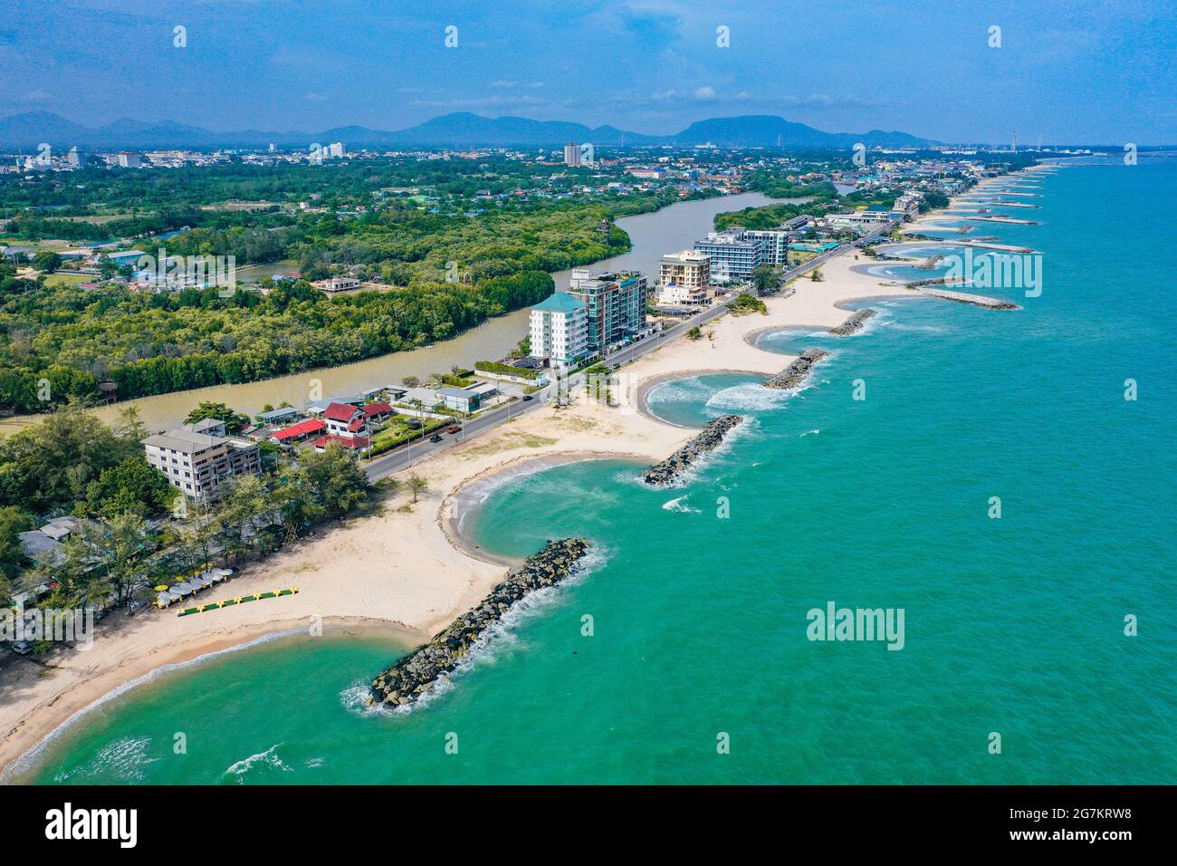 Aerial view of PMY Beach in Rayong, Thailand Stock Photo - Alamy