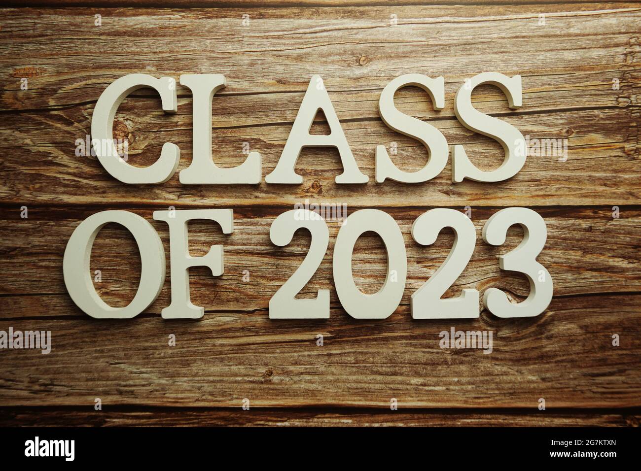 Class of 2023 word alphabet letters on wooden background Stock Photo ...