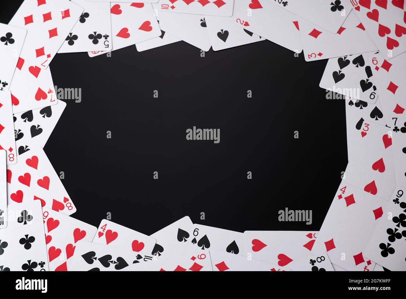 background made of playing cards top down view Stock Photo - Alamy