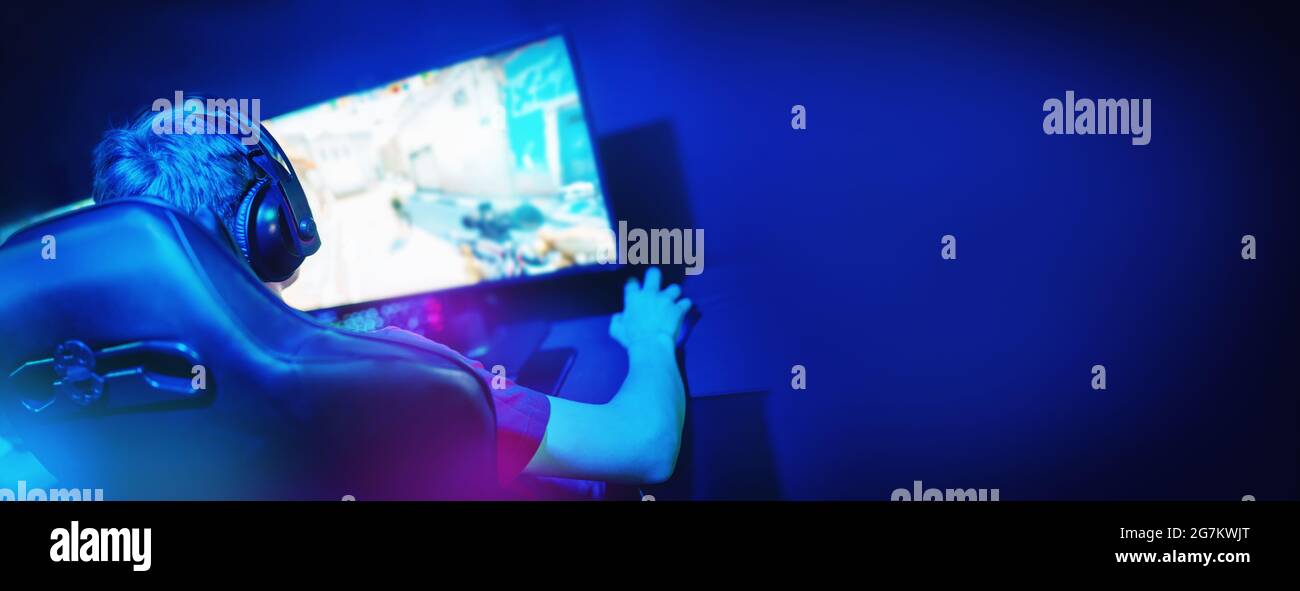 Banner background professional gamer playing tournaments online games ...