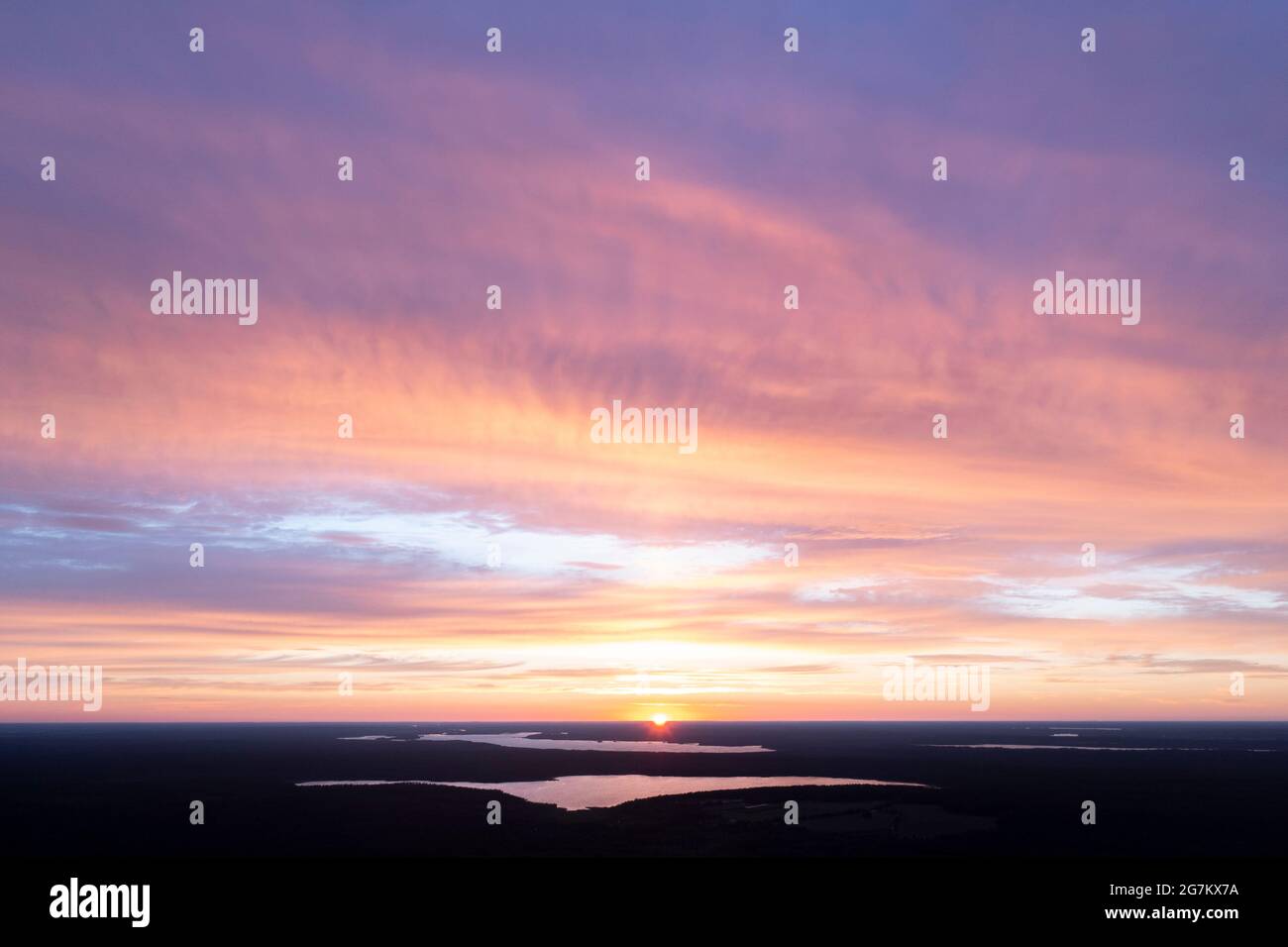 Aerial view of a sunset sky background. Aerial Dramatic gold sunset sky ...