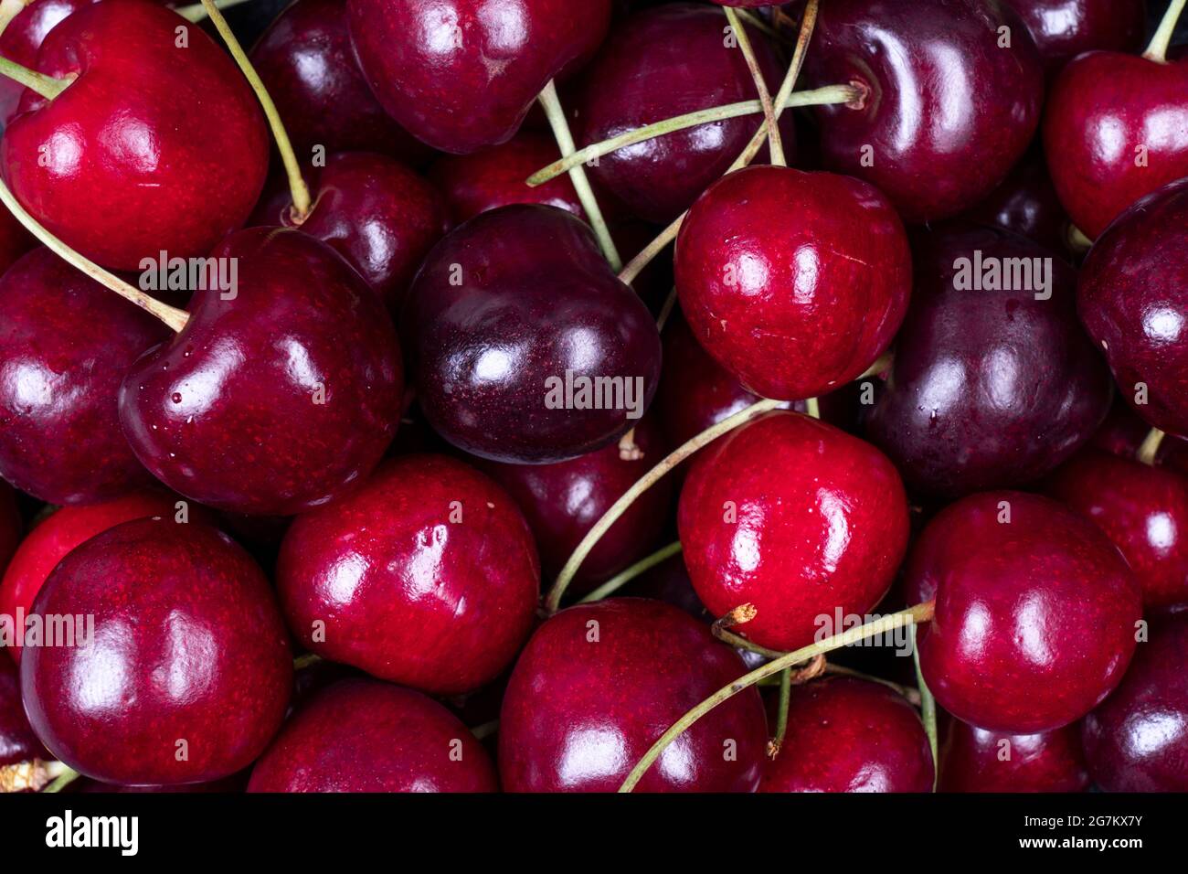 Cherry pattern. Sweet cherries background texture. Ripe sweet red ...