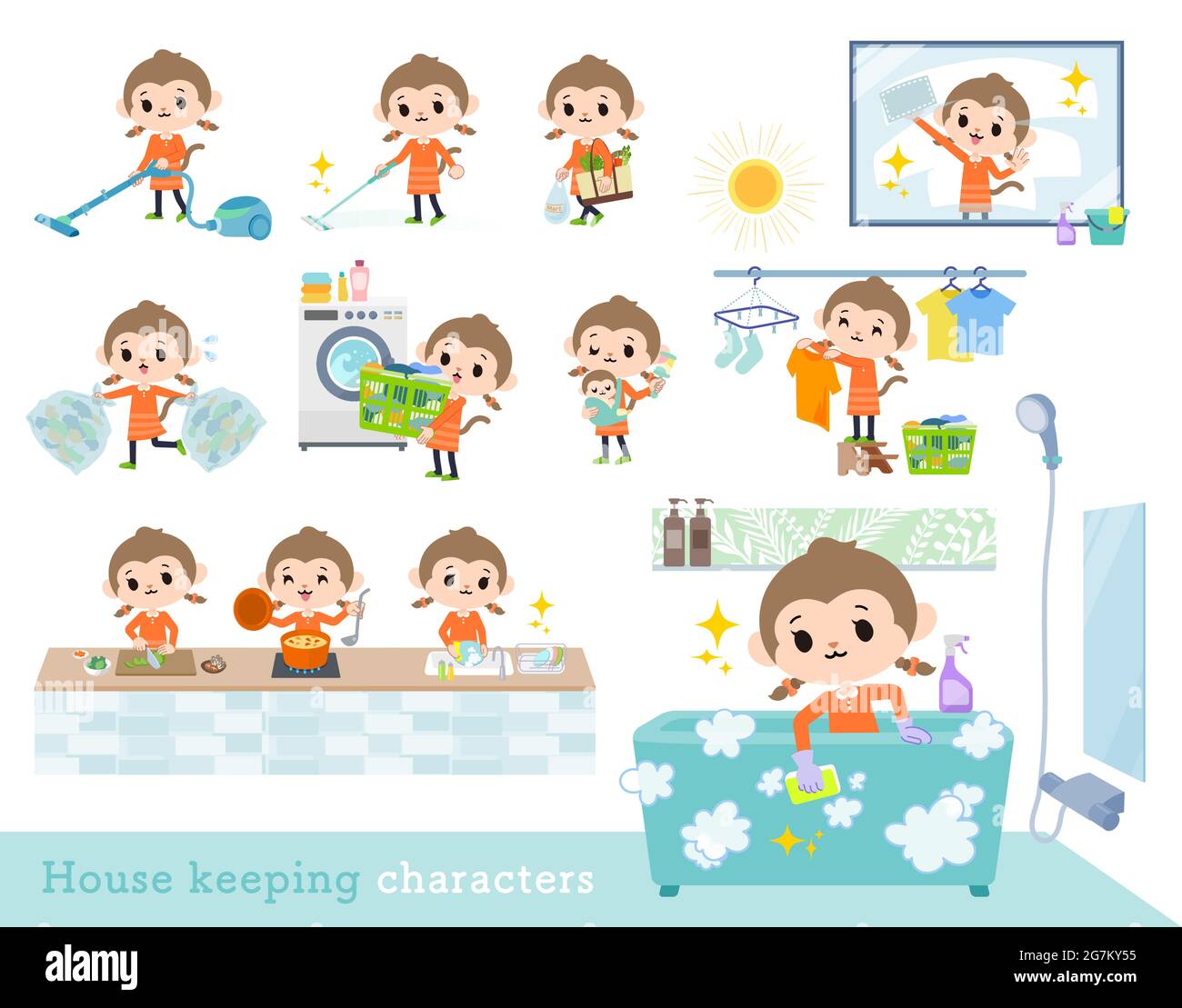 Monkey cleaning Stock Vector Images - Alamy