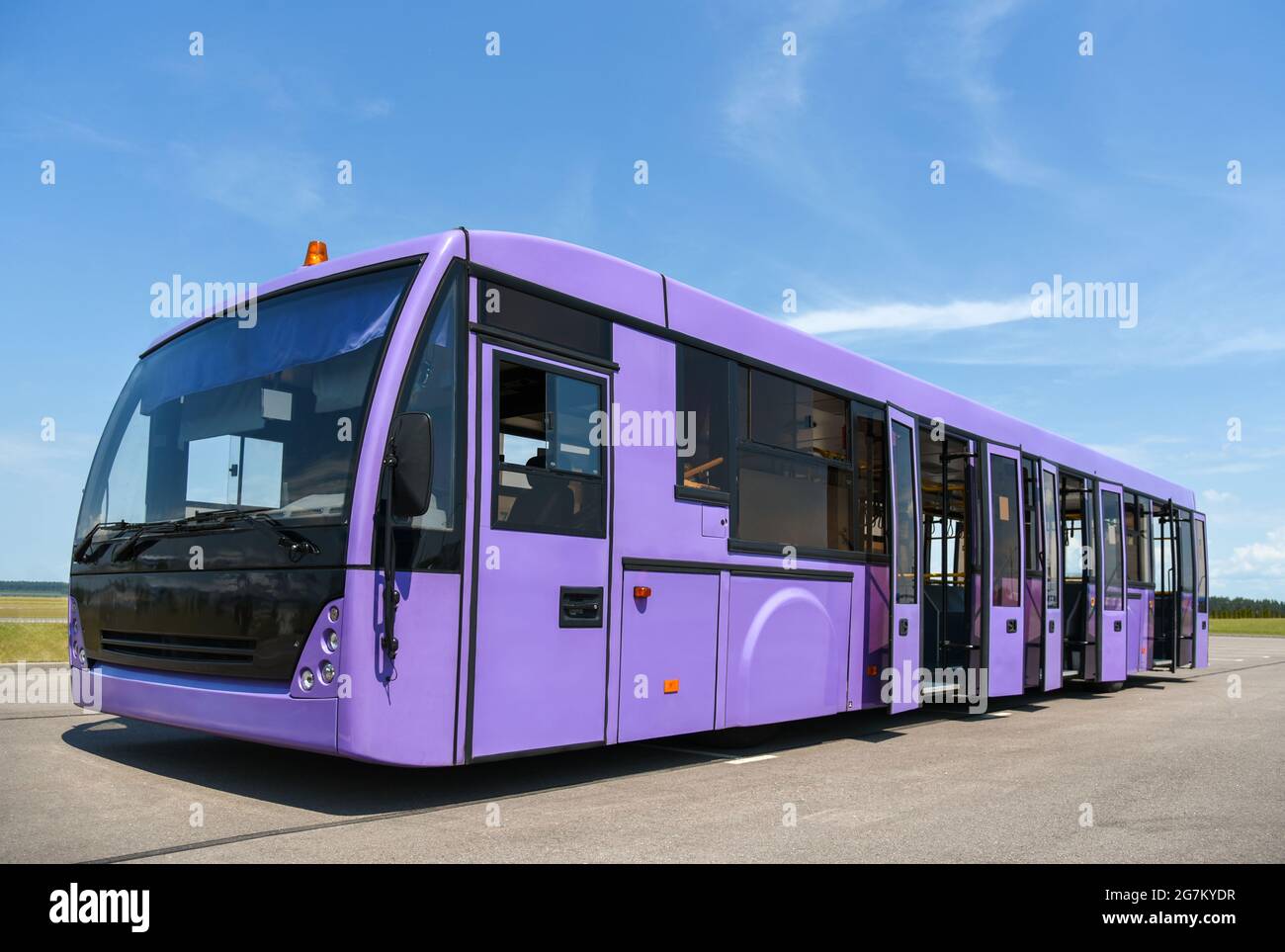 A special bus for delivering passengers from the pier to the plane ...