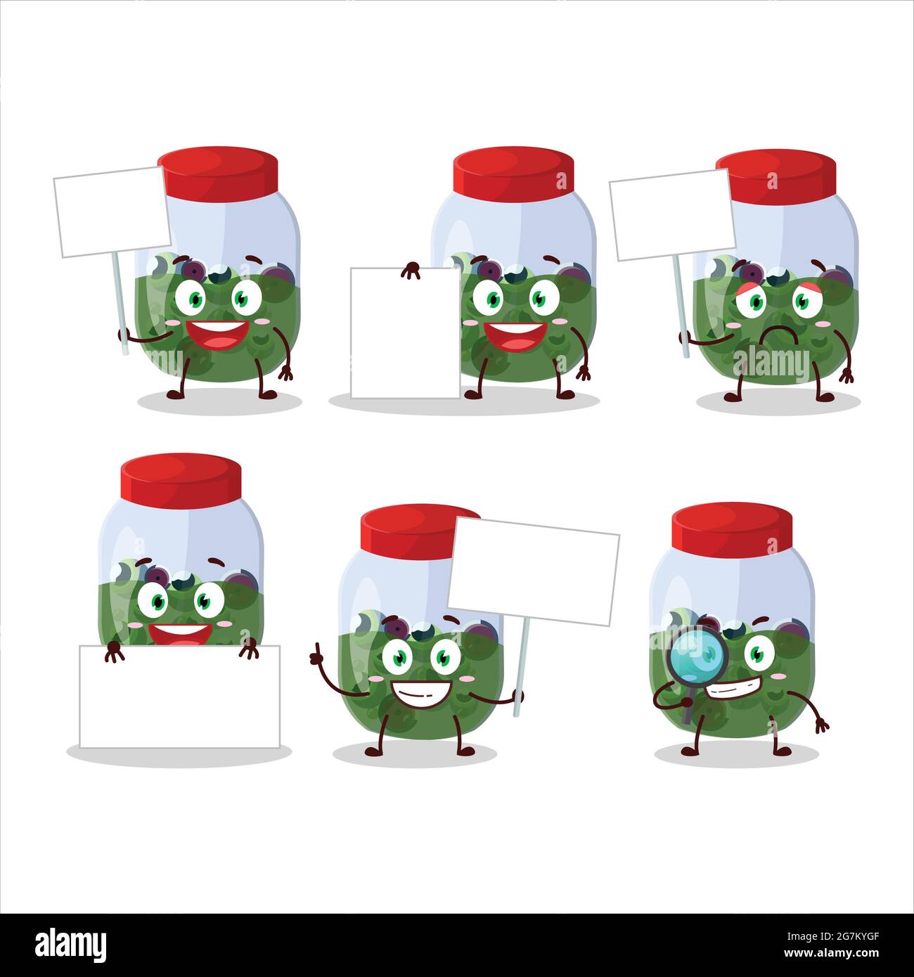 Eyeball in jar cartoon character bring information board. Vector ...