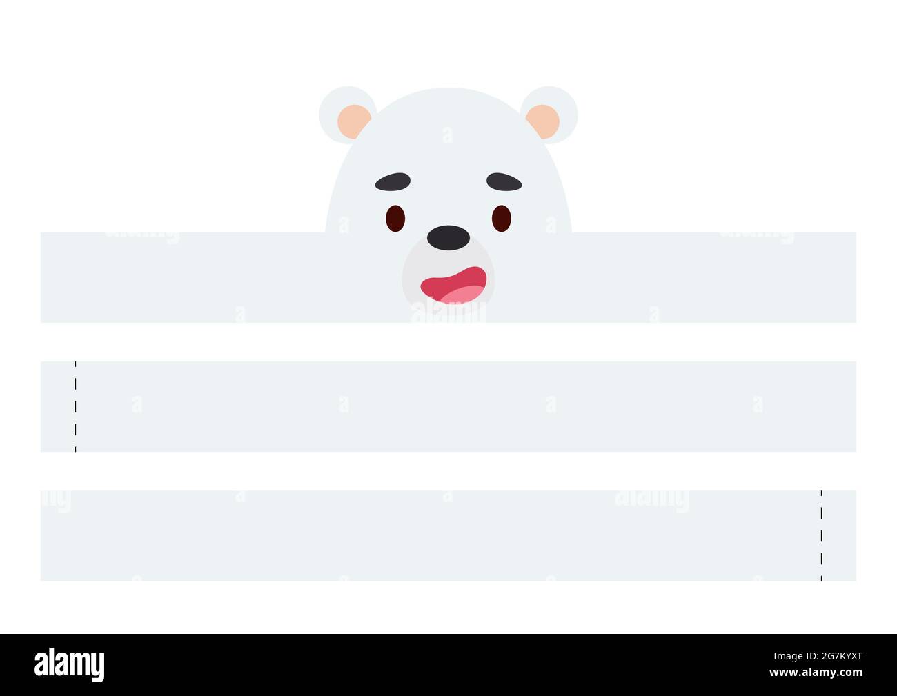 Printable polar bear paper crown. Diy cut party ribbon template for ...