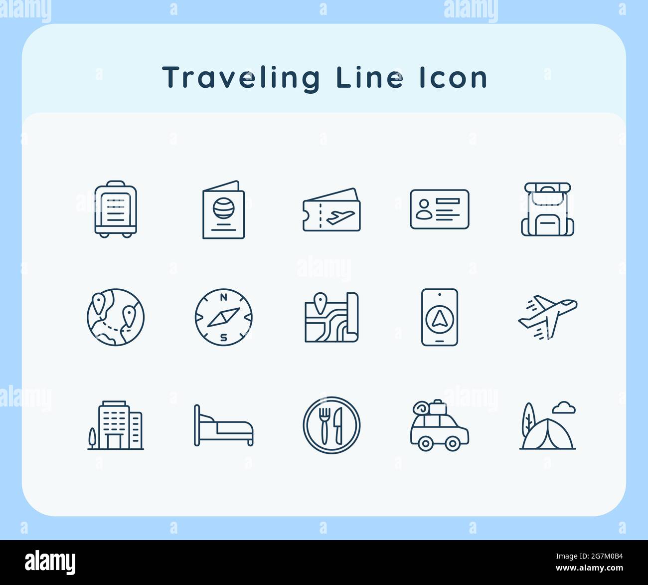 traveling icon icons set collection pack package white isolated ...