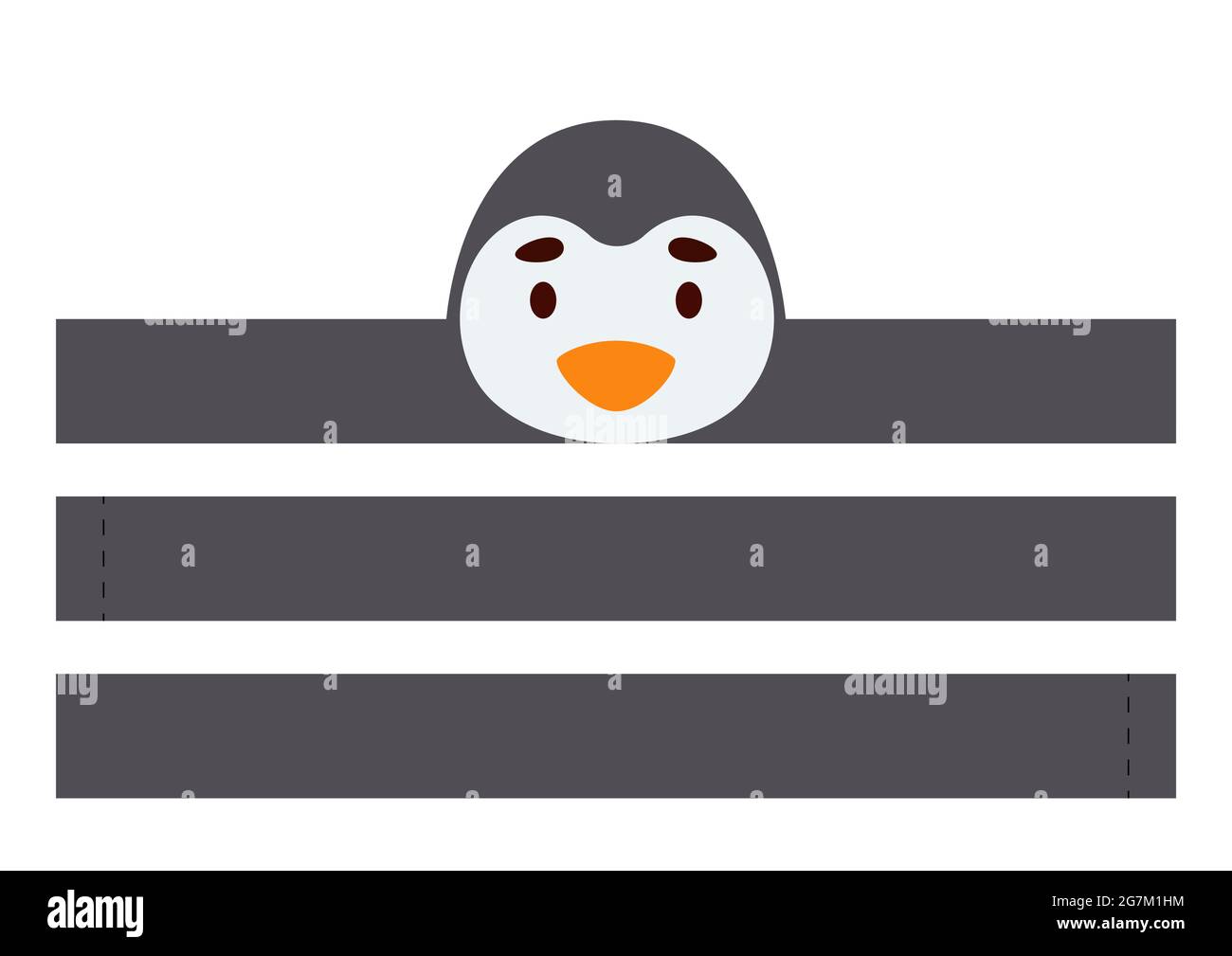 Printable penguin paper crown. Diy cut party ribbon template for ...
