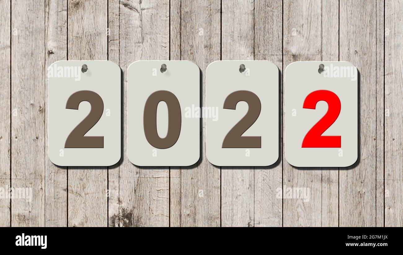 New Year 2022 - year change - digits on single plates hanging on a ...