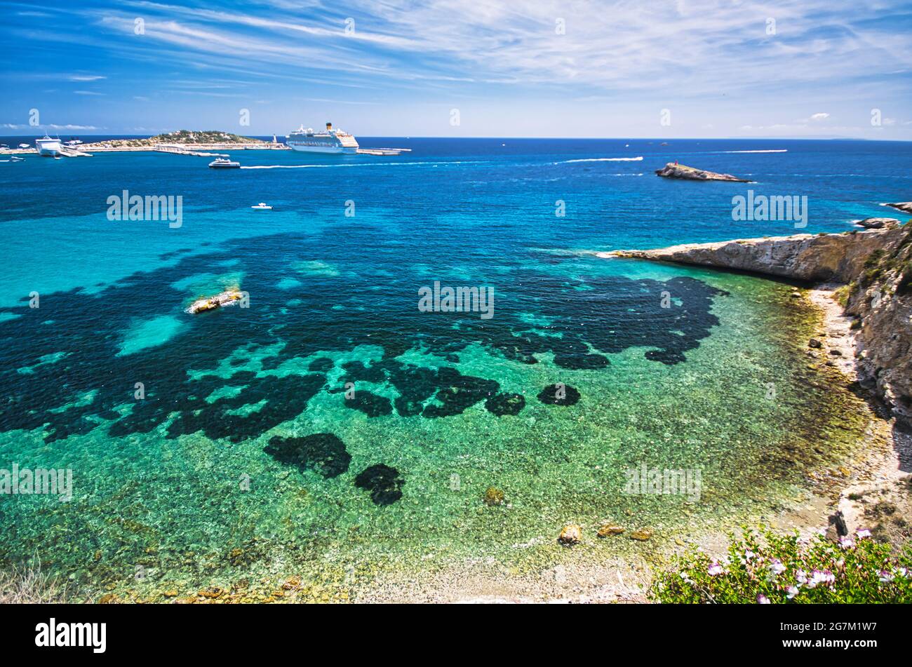 Beautiful view of the sea and the rocky coast of Ibiza Stock Photo - Alamy