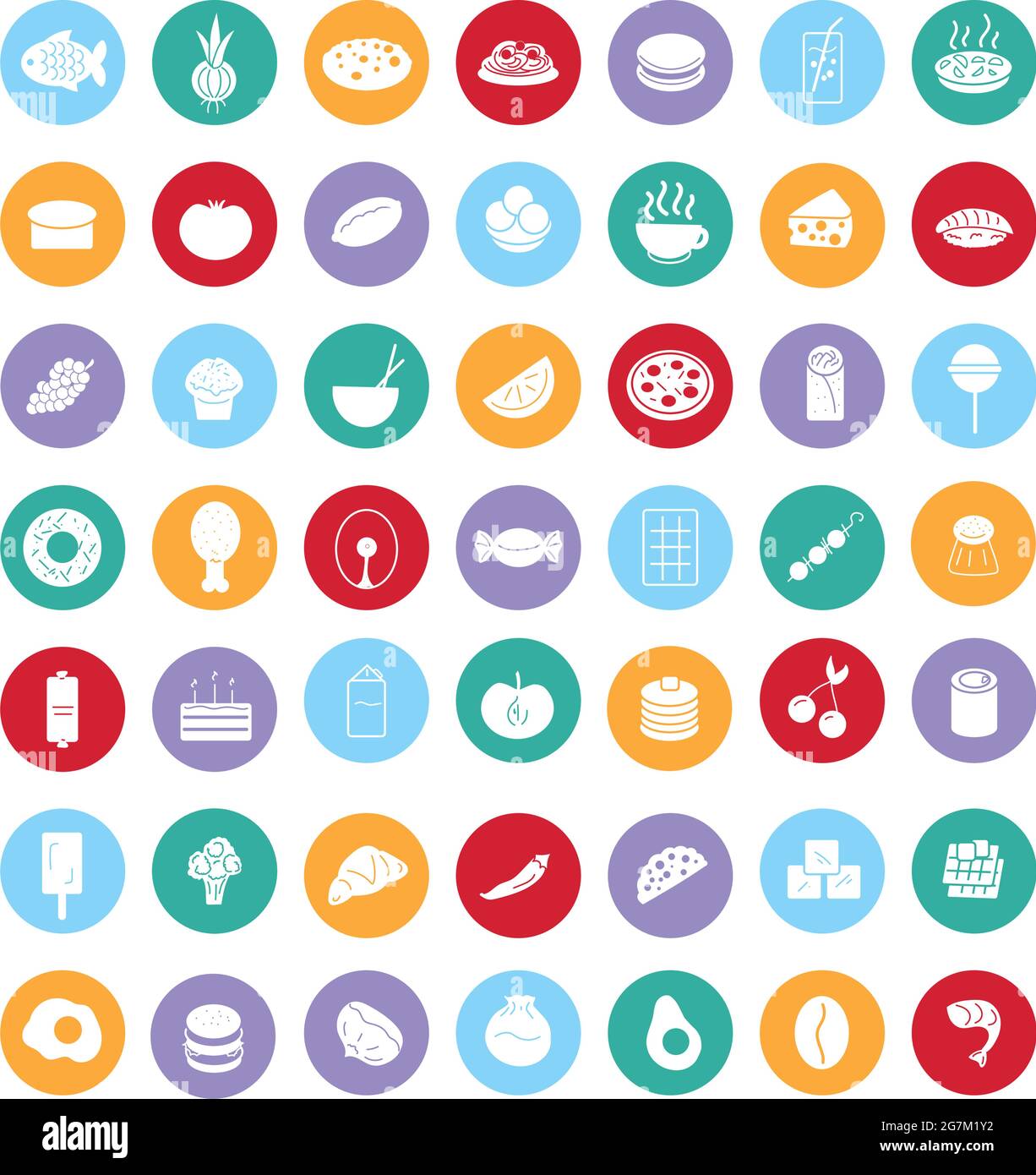 Icons of food, products and dishes of different countries of the world ...