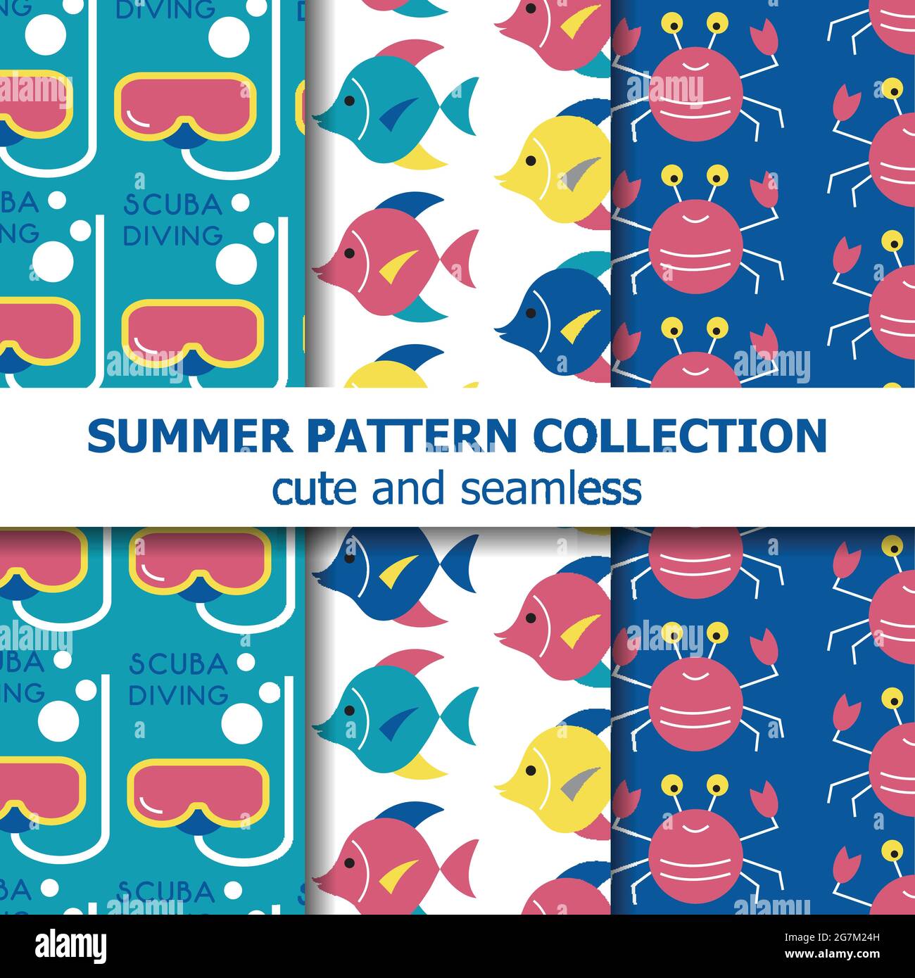 Underwater summer pattern collection . Summer banner. Summer holiday ...