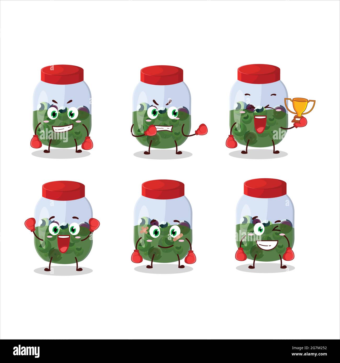A sporty eyeball in jar boxing athlete cartoon mascot design. Vector ...