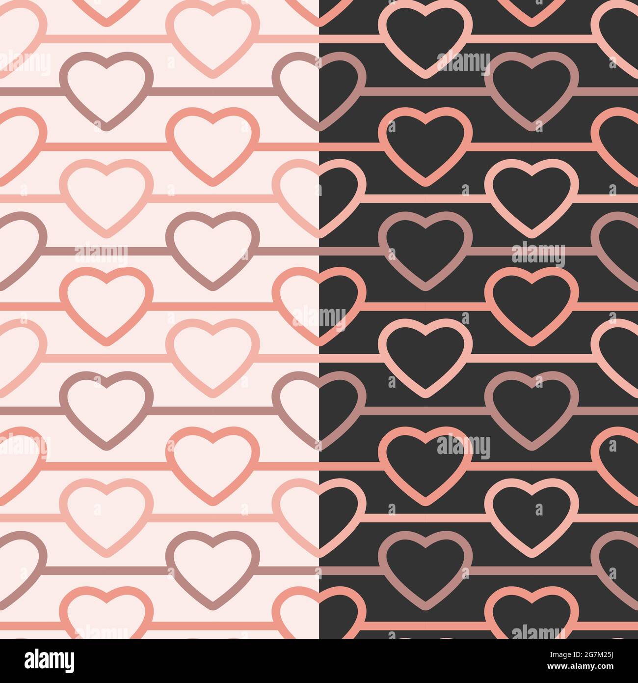 Geometric horizontal seamless pattern, heart shapes, line grid ...