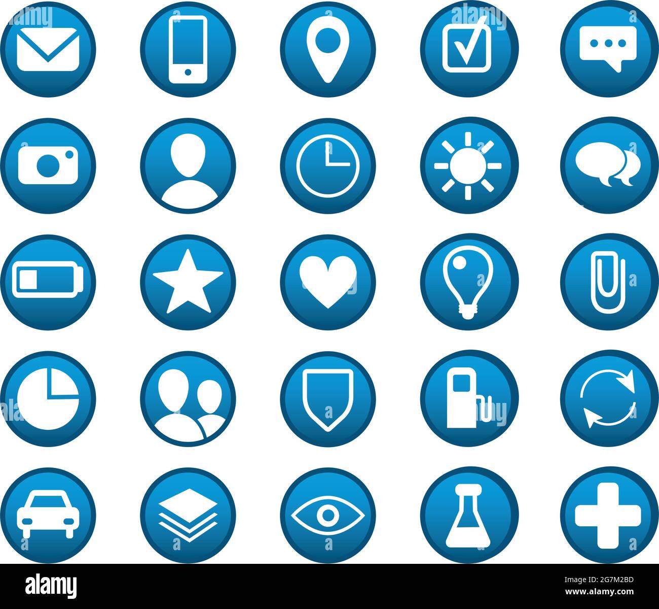 Selection of round business icons on white background - Vector ...