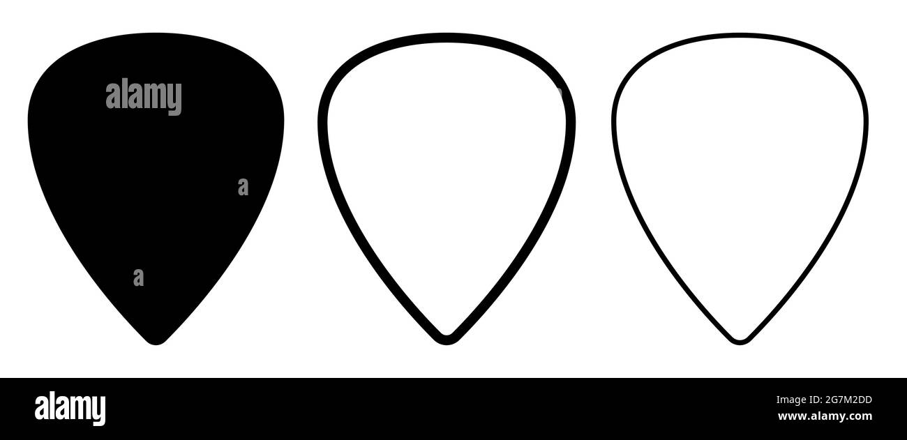 Blank solid and line guitar picks. Vector icon isolated on white ...