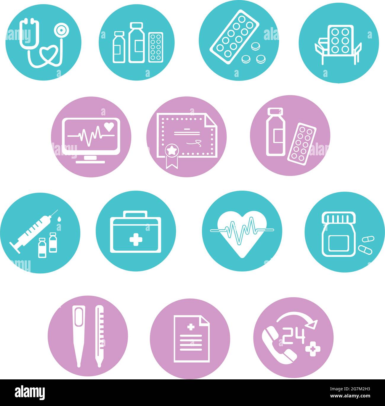 Selection of medical icons on white background - Vector illustration ...