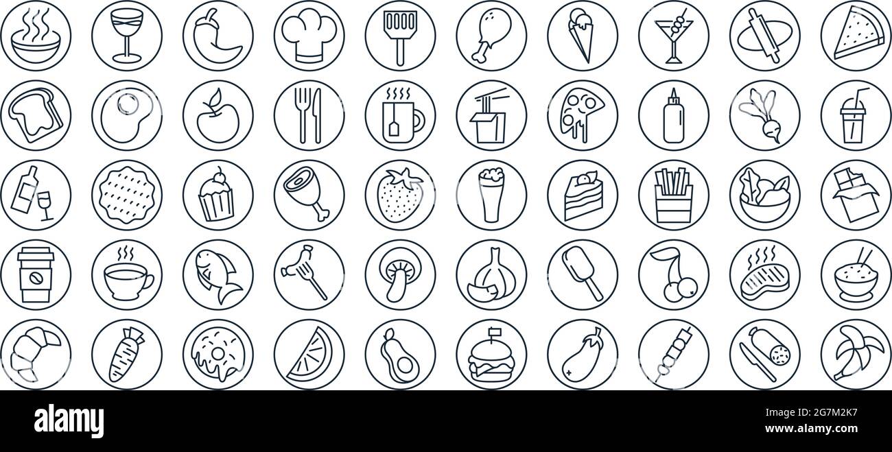 Icons of food, products and dishes of different countries of the world ...