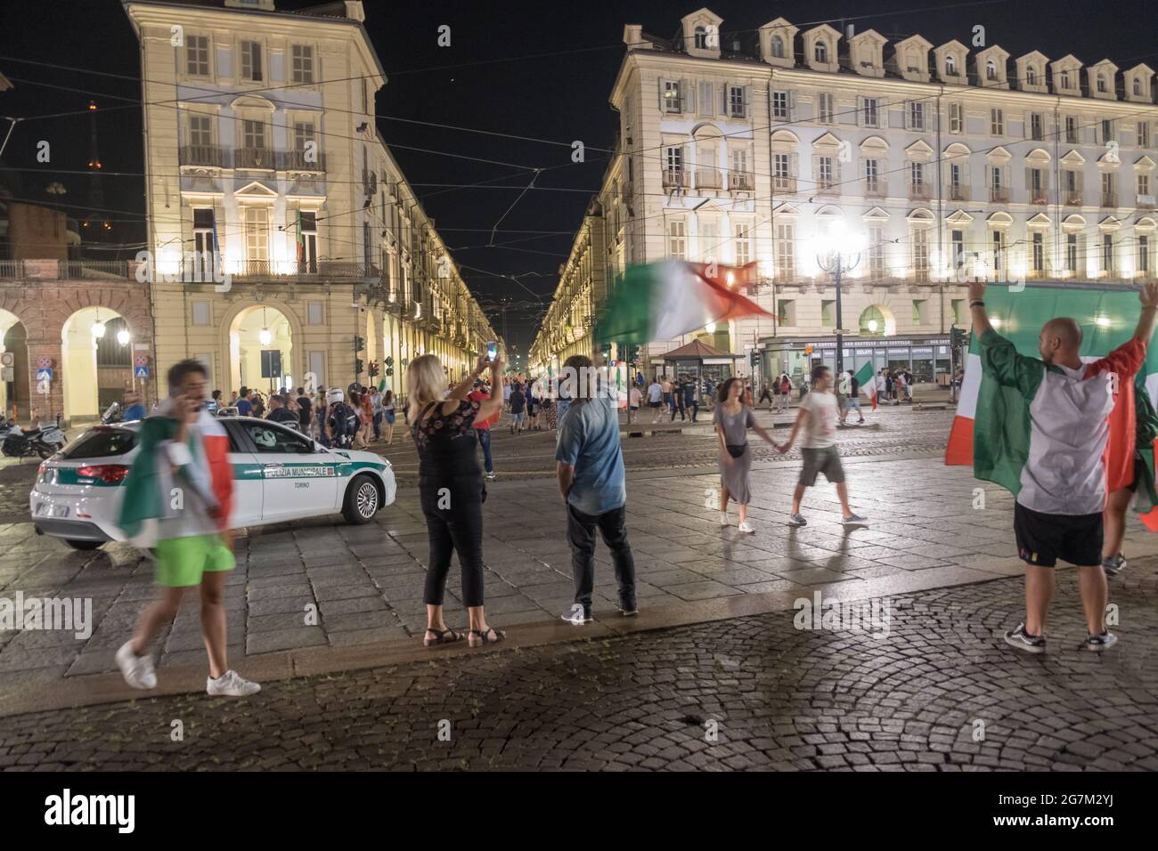 The celebration of Italian supporter for the victory of the European ...