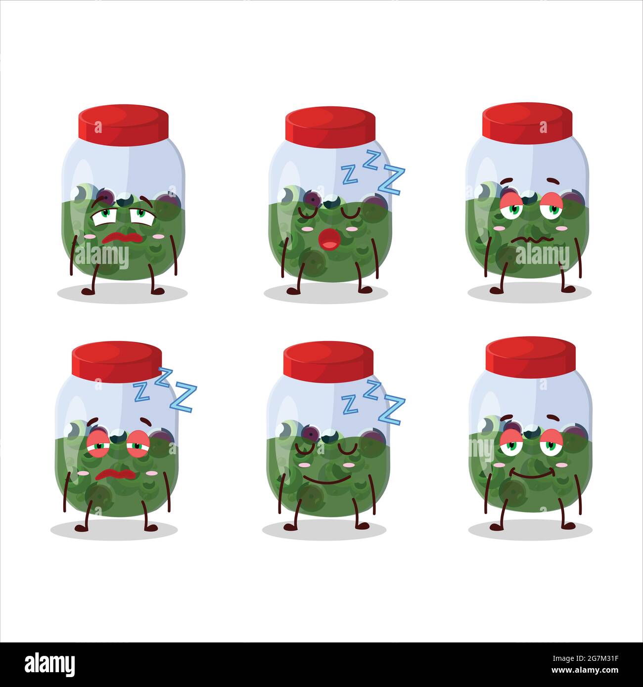 Cartoon character of eyeball in jar with sleepy expression. Vector ...