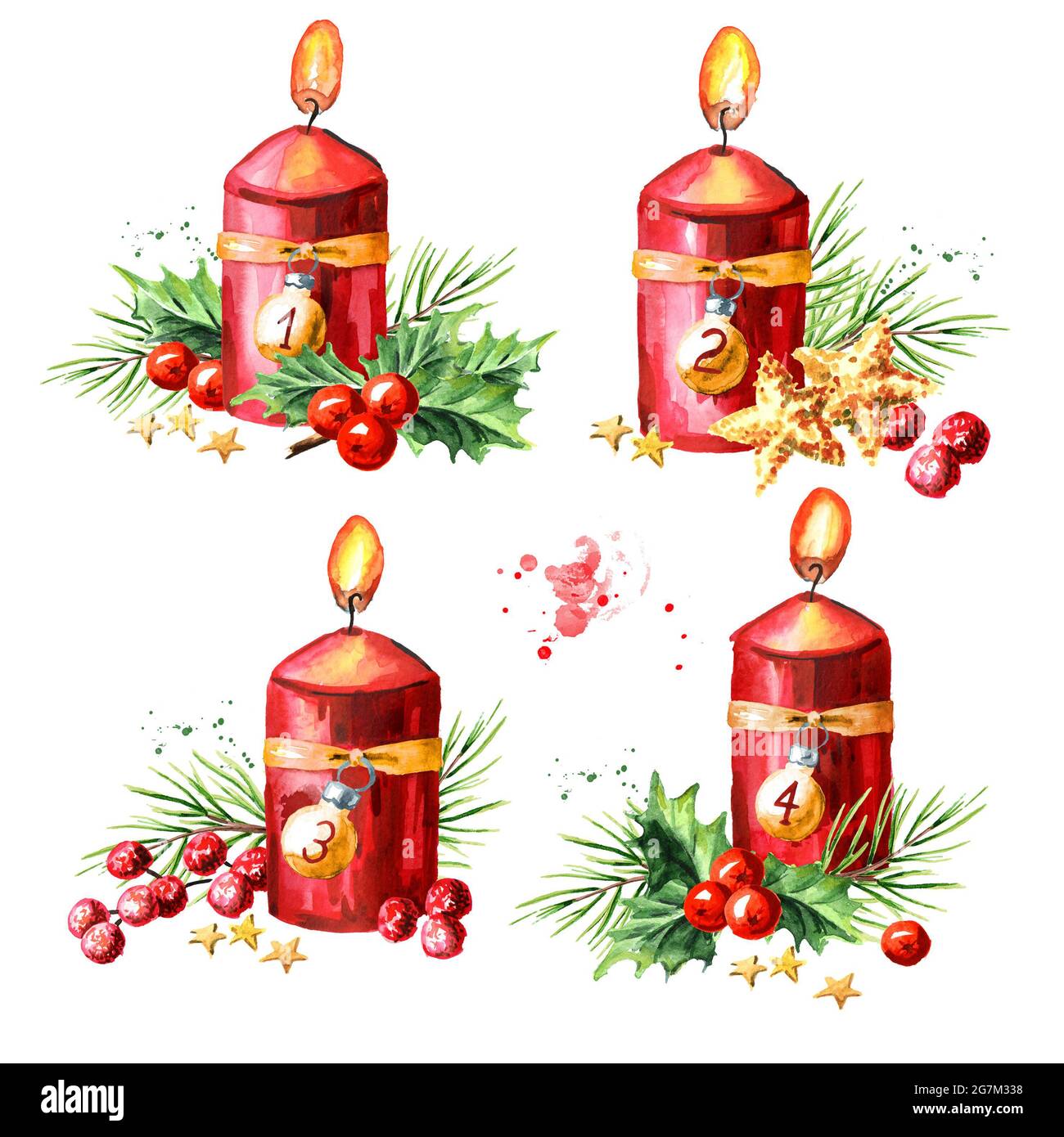 Four candles sketch Cut Out Stock Images & Pictures - Alamy