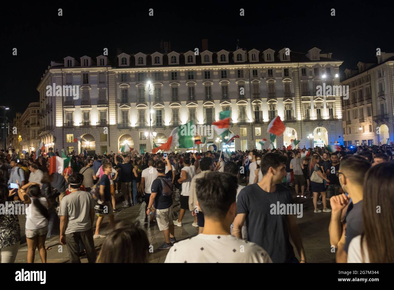 The celebration of Italian supporter for the victory of the European ...