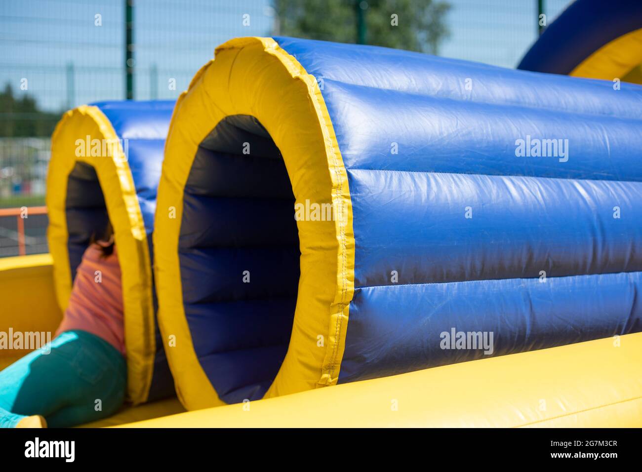 Inflatable tube. Rest obstacle course. Inflatable structure for fun ...