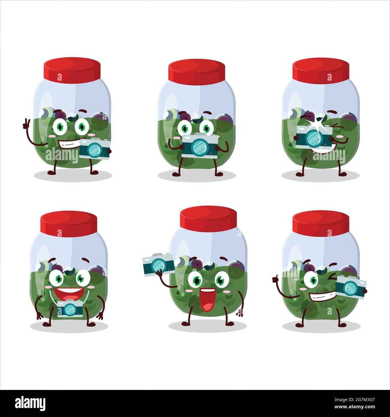 Photographer profession emoticon with eyeball in jar cartoon character ...