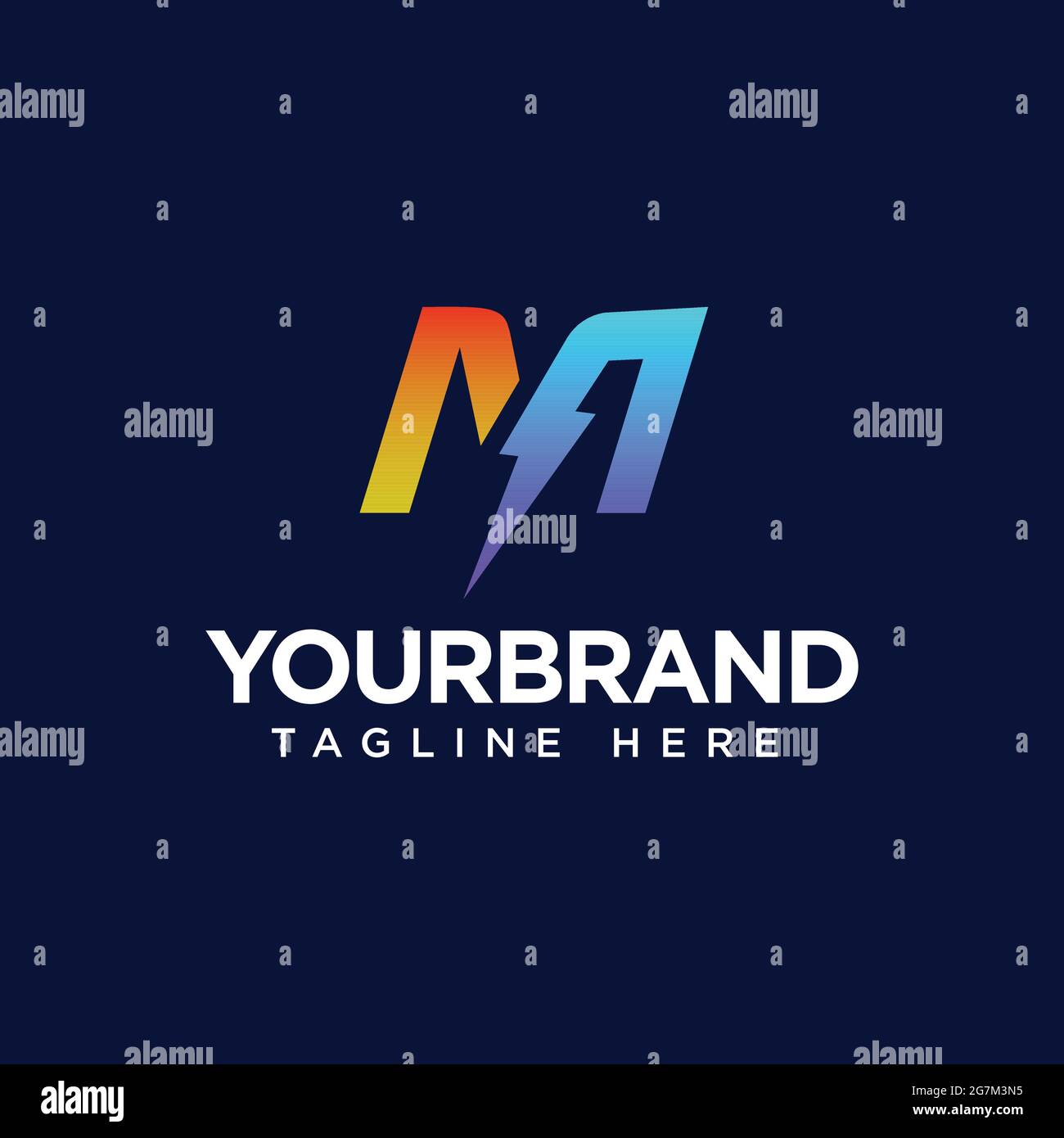 M Letter Logo Design With Lighting Thunder Bolt. Electric Bolt Letter ...