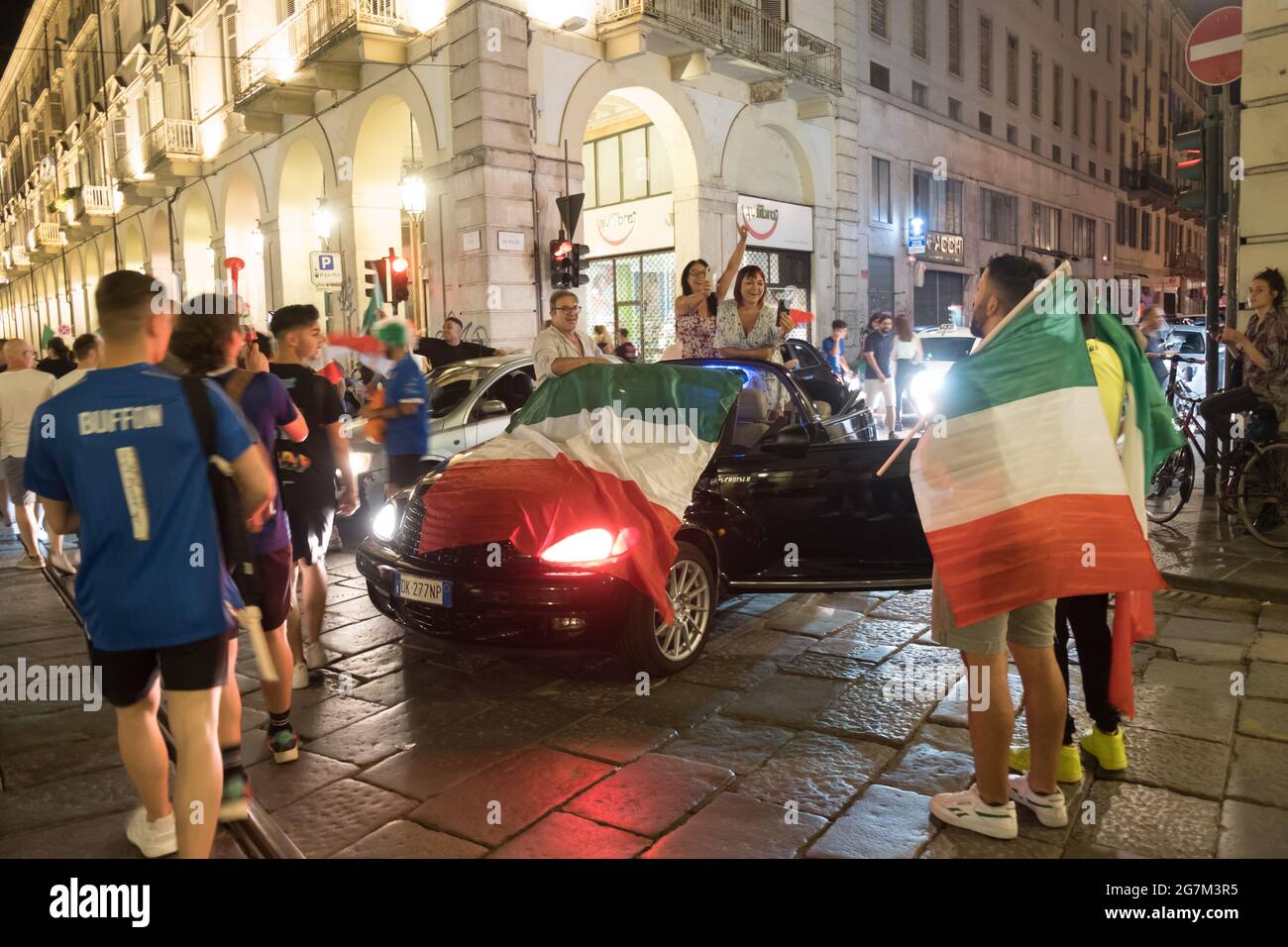 The celebration of Italian supporter for the victory of the European ...