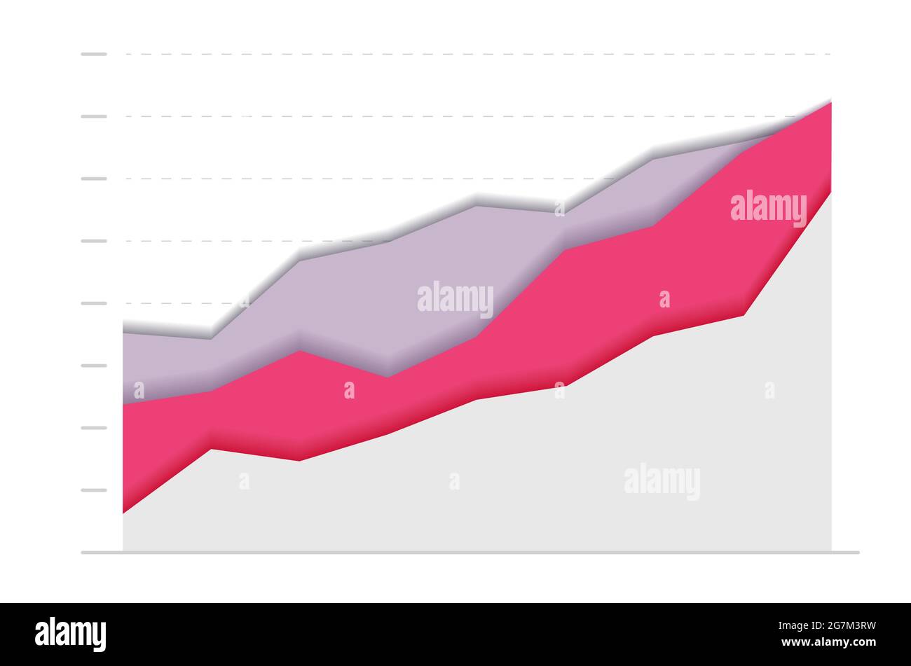Abstract financial Paper chart with three curve go upward. Modern ...