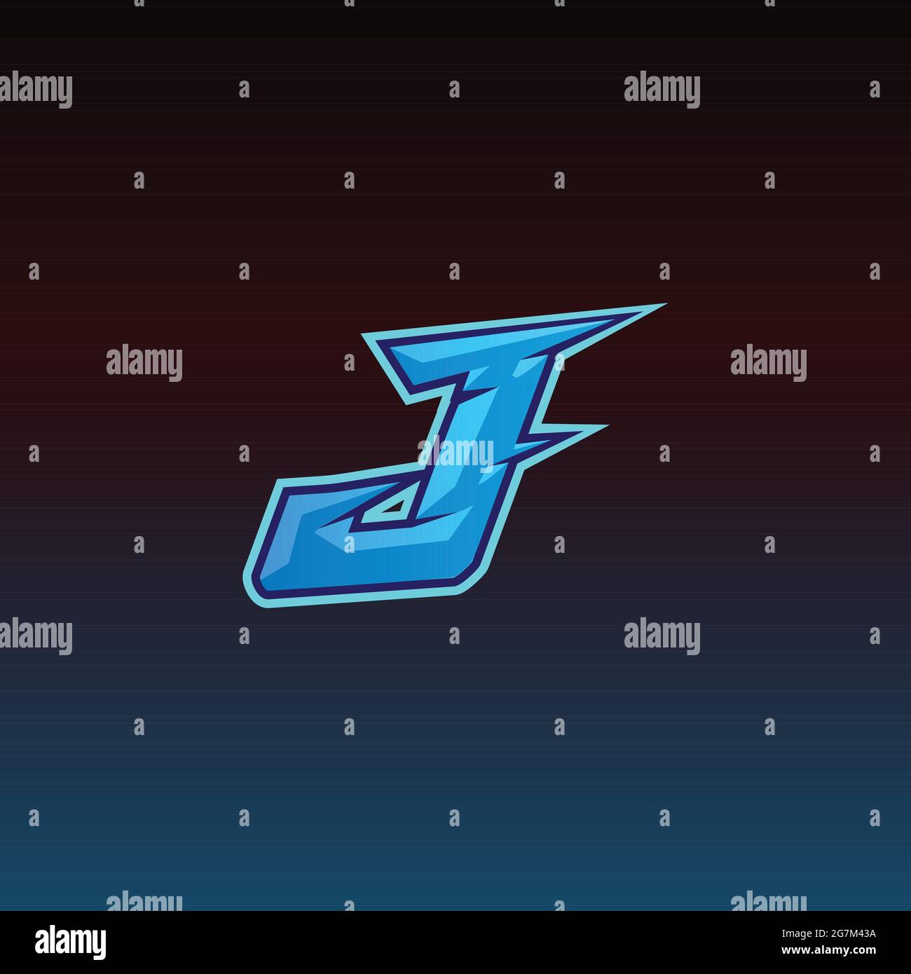 J Logo ESport Gaming Initial Design Vector Template in Blue Color Stock ...