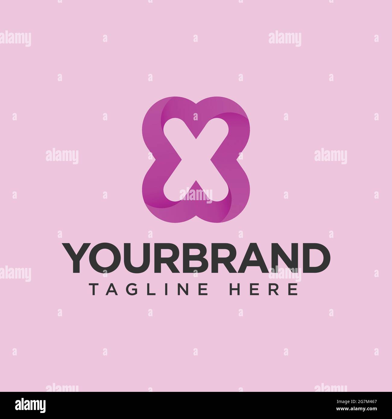 Logo X letter gradient. Isolated on purple background. Vector ...