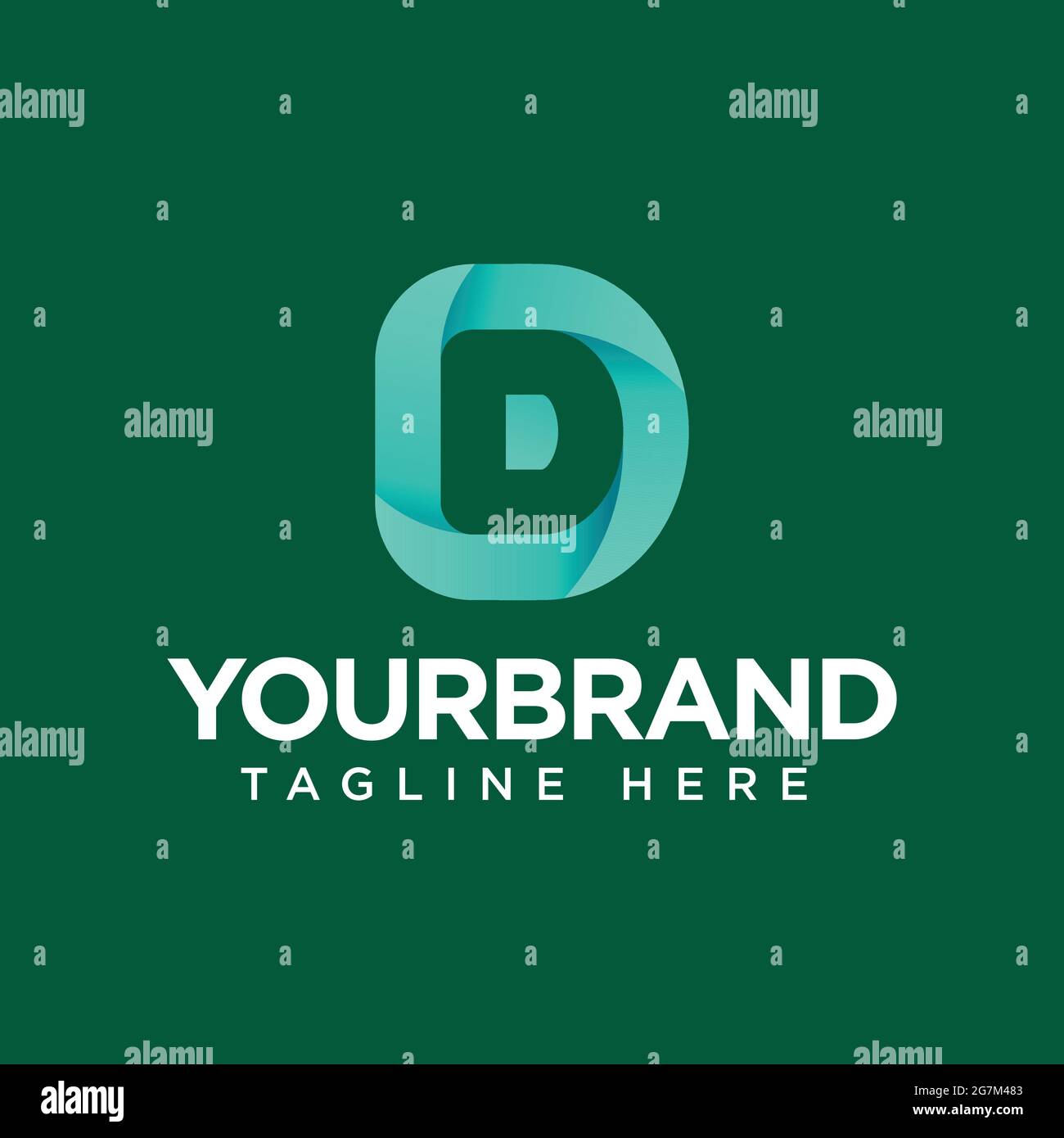 Logo D letter gradient. Isolated on green background. Vector ...