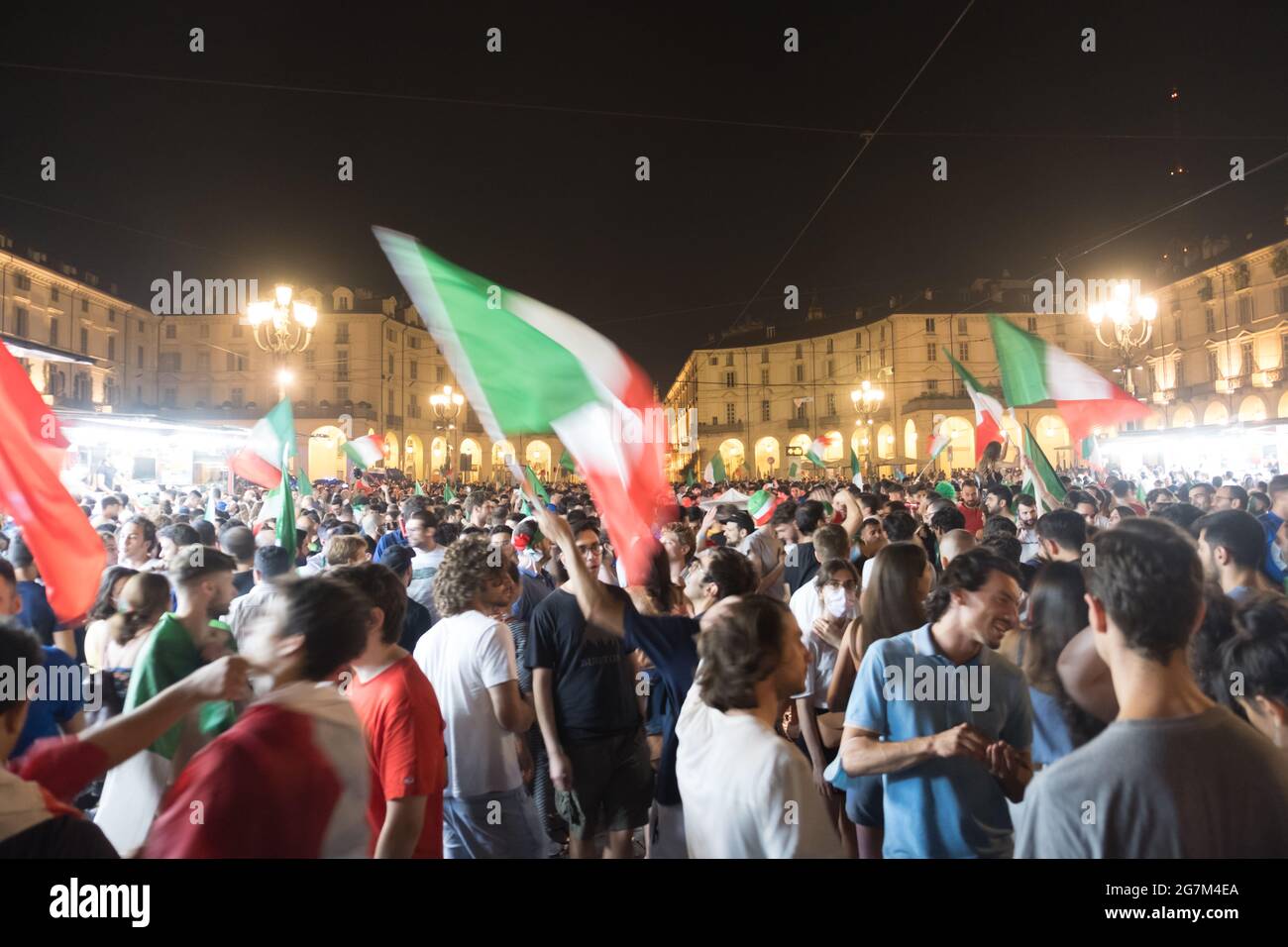 The celebration of Italian supporter for the victory of the European ...