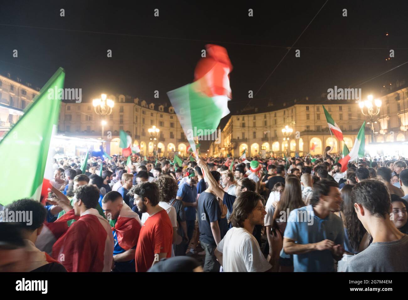 The celebration of Italian supporter for the victory of the European ...