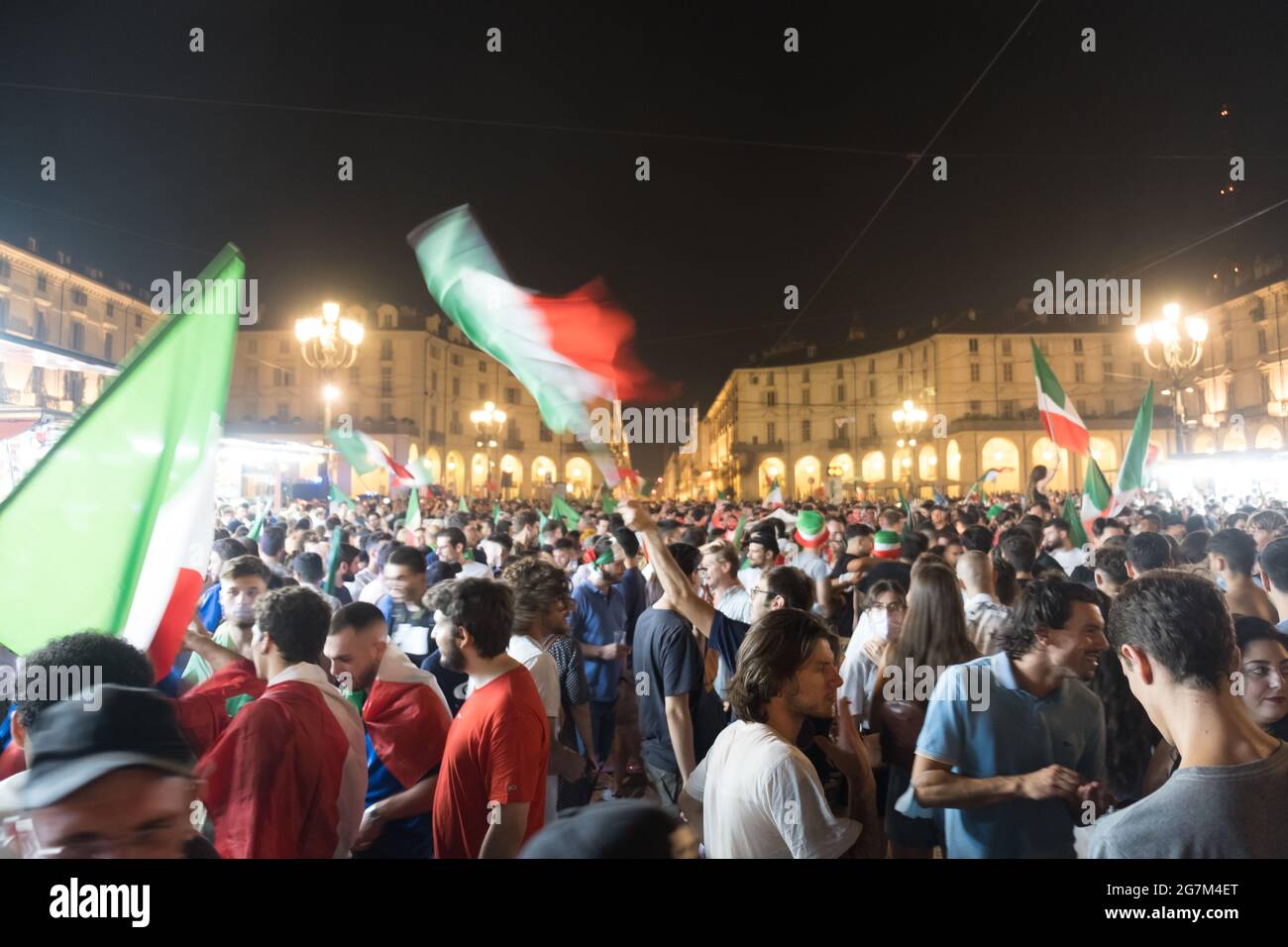The celebration of Italian supporter for the victory of the European ...