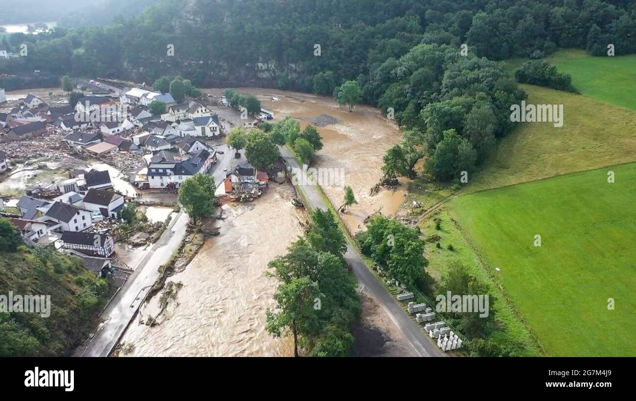 Schuld, Germany. 15th July, 2021. The photo, taken with a drone, shows ...