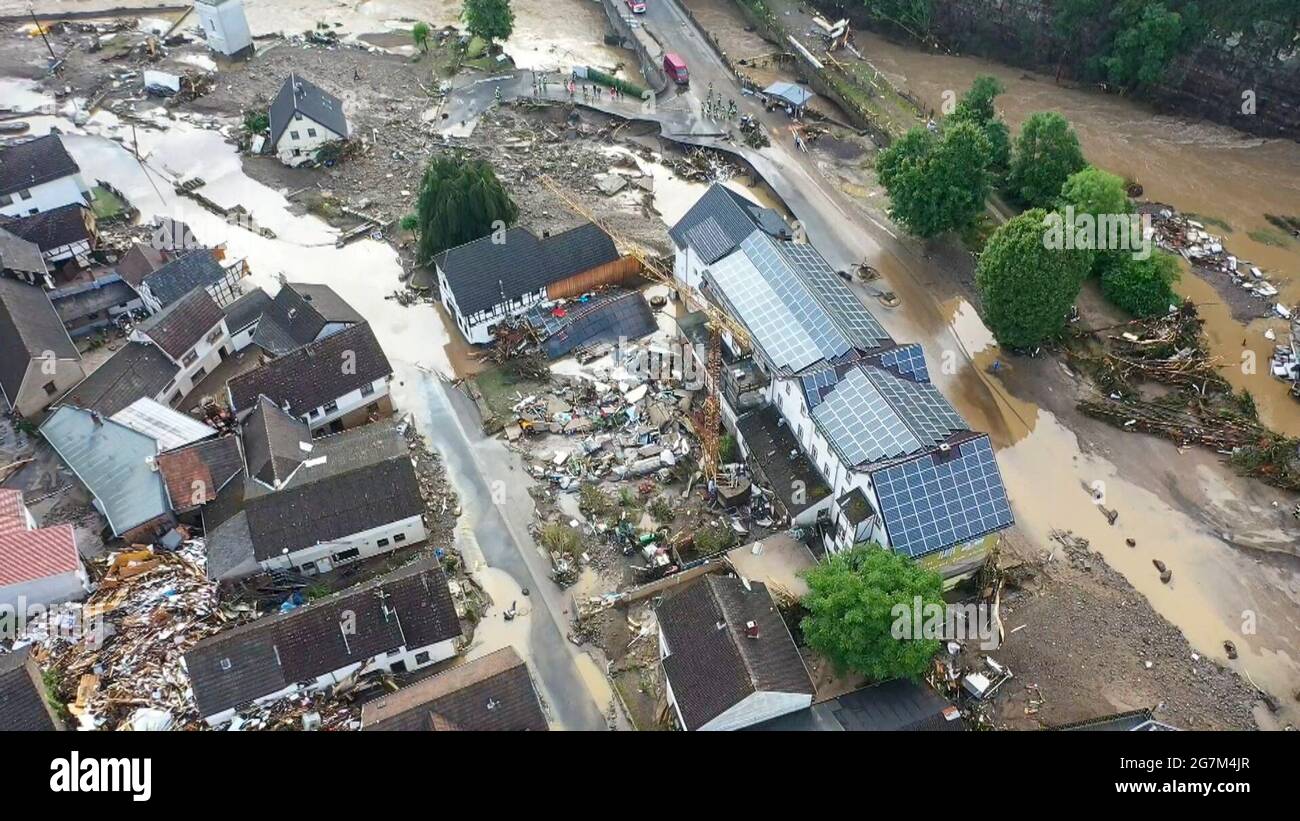 Schuld, Germany. 15th July, 2021. The photo, taken with a drone, shows ...