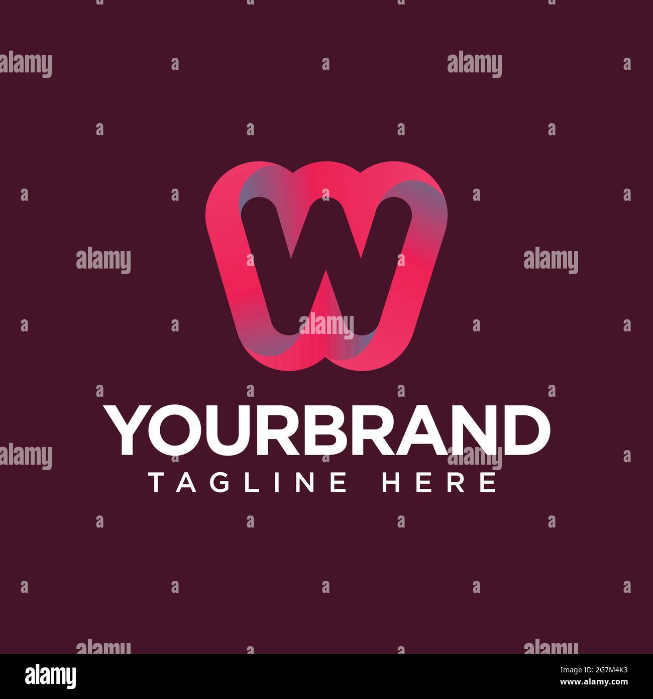 Logo W letter gradient. Isolated on red background. Vector illustration ...