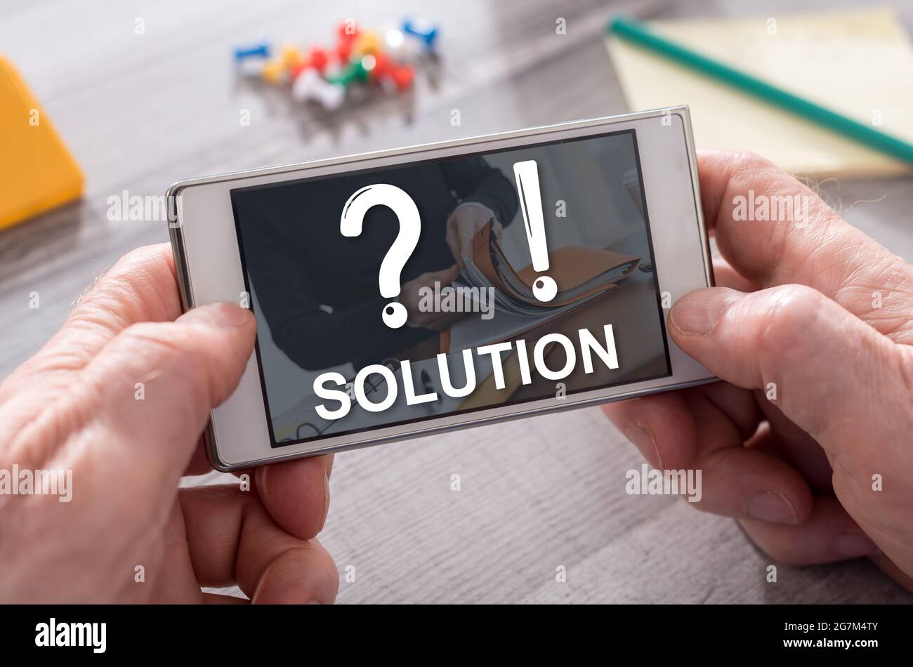 Solution concept on mobile phone Stock Photo - Alamy