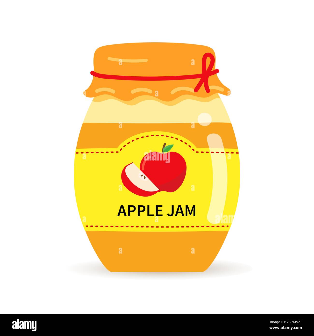 Glass jar with homemade apple jam. Label with apples on a jar of ...