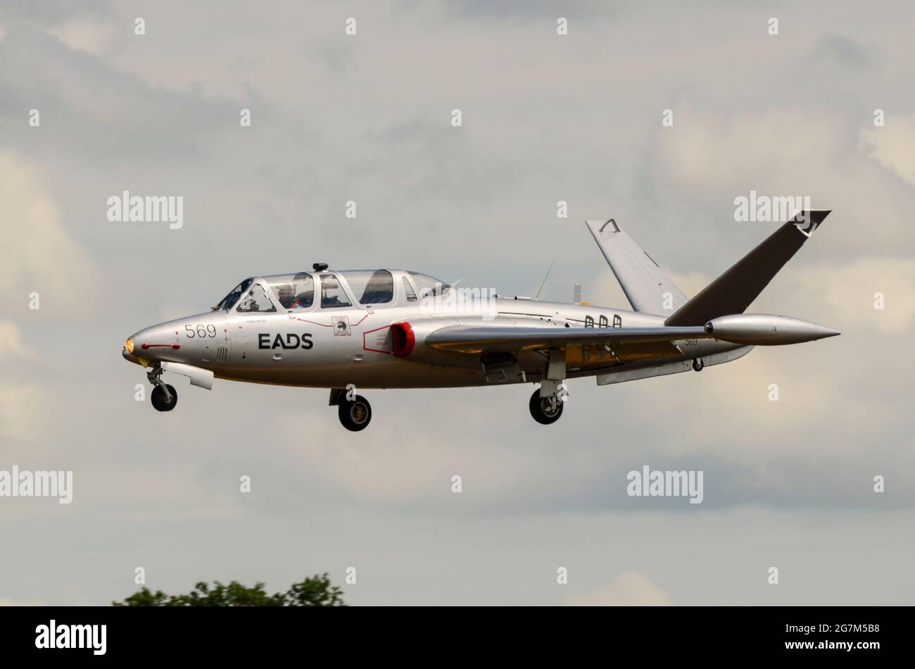 EADS sponsored Fouga Magister jet plane F-AZZP arriving for display at ...