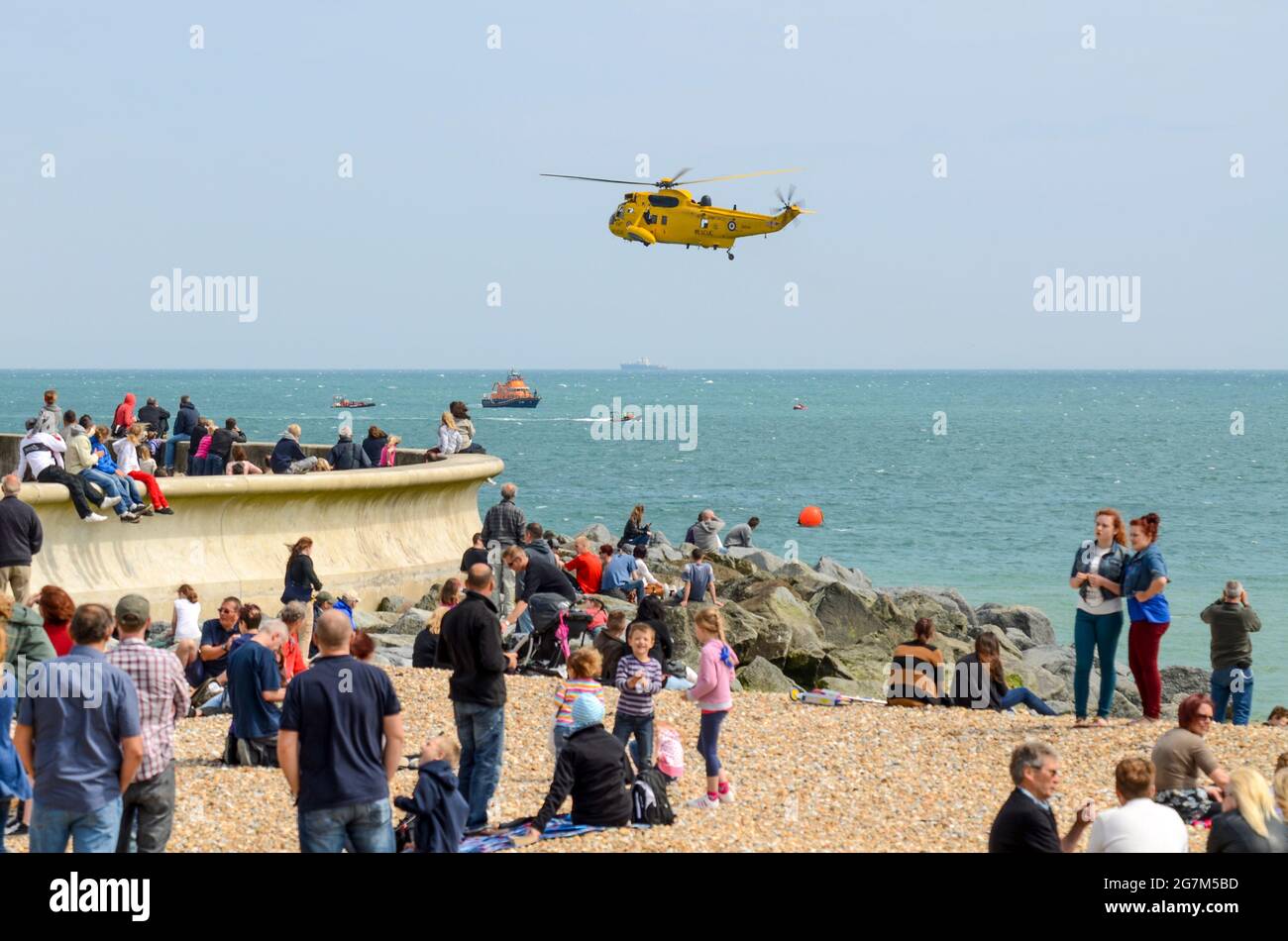 RAF Sea King air sea rescue demonstration off the beach at the ...